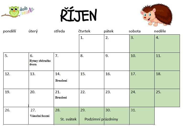 Jedna až pět, to je náš svět. - Mateřská škola - Kalendář událostí v MŠ